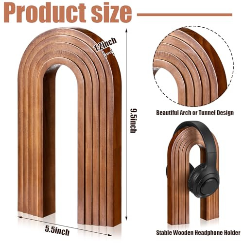 Wood Headphone Stand for Desk Arch Headset Hanger Wooden Headphone ...