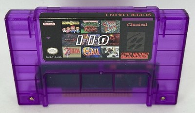 SUPER NINTENDO SNES MULTICART 110 IN 1 VIDEO GAME CART PURPLE | eBay