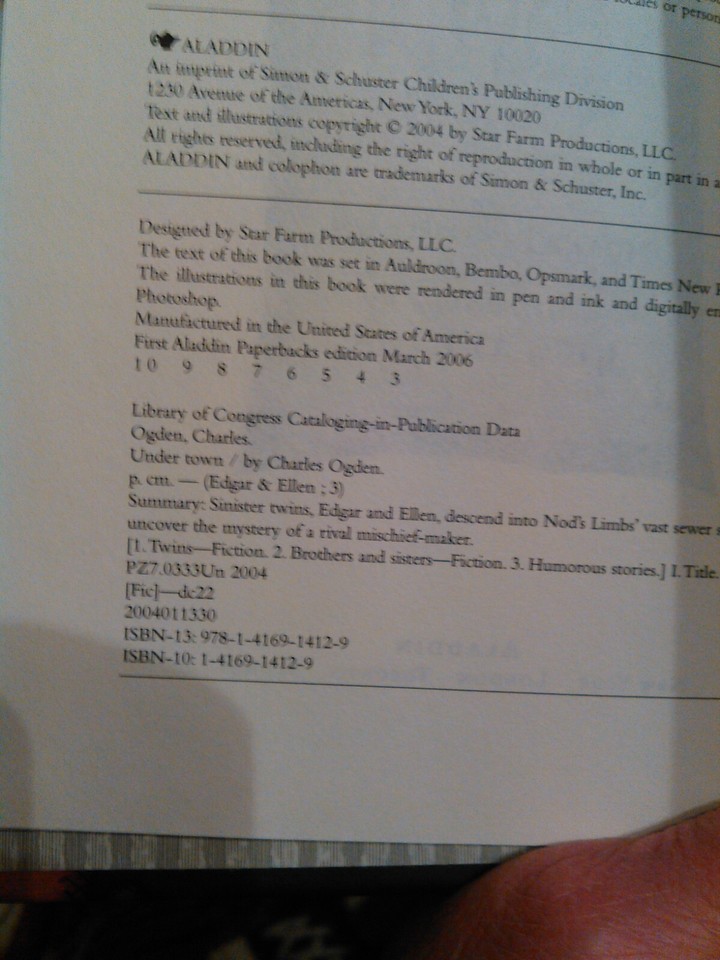 Edgar and Ellen Ser.: Under Town by Charles Ogden 2006, Hardcover | eBay