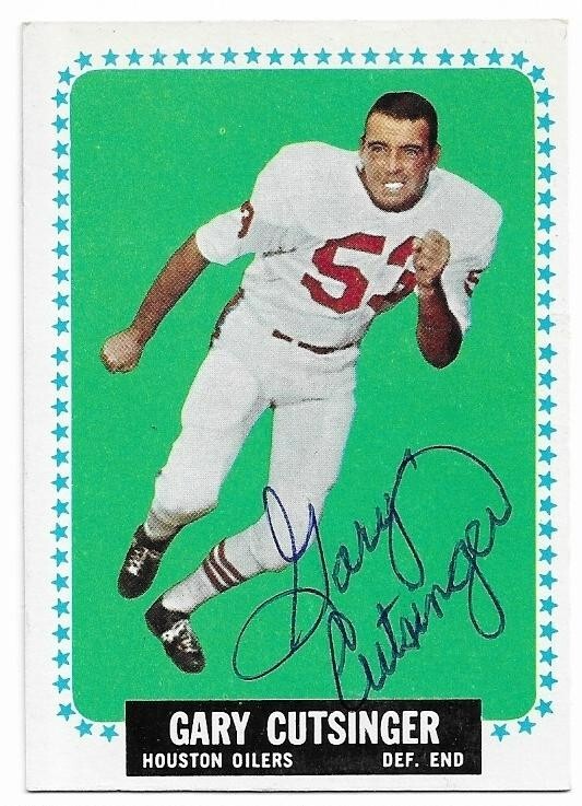 GARY CUTSINGER 1964 Topps Signed Autographed Football card 71 Houston ...