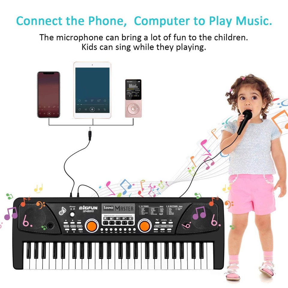 Kids Piano Keyboard, 49 Key Electric Piano Musical Learning Toy for ...