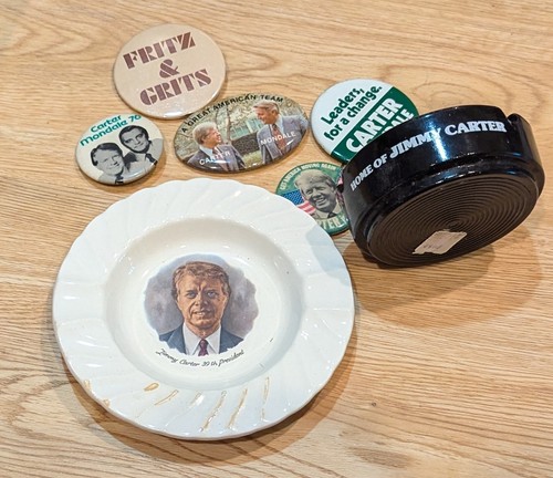 Political Campaign Pinback Buttons Plate Ashtray Jimmy Carter ...
