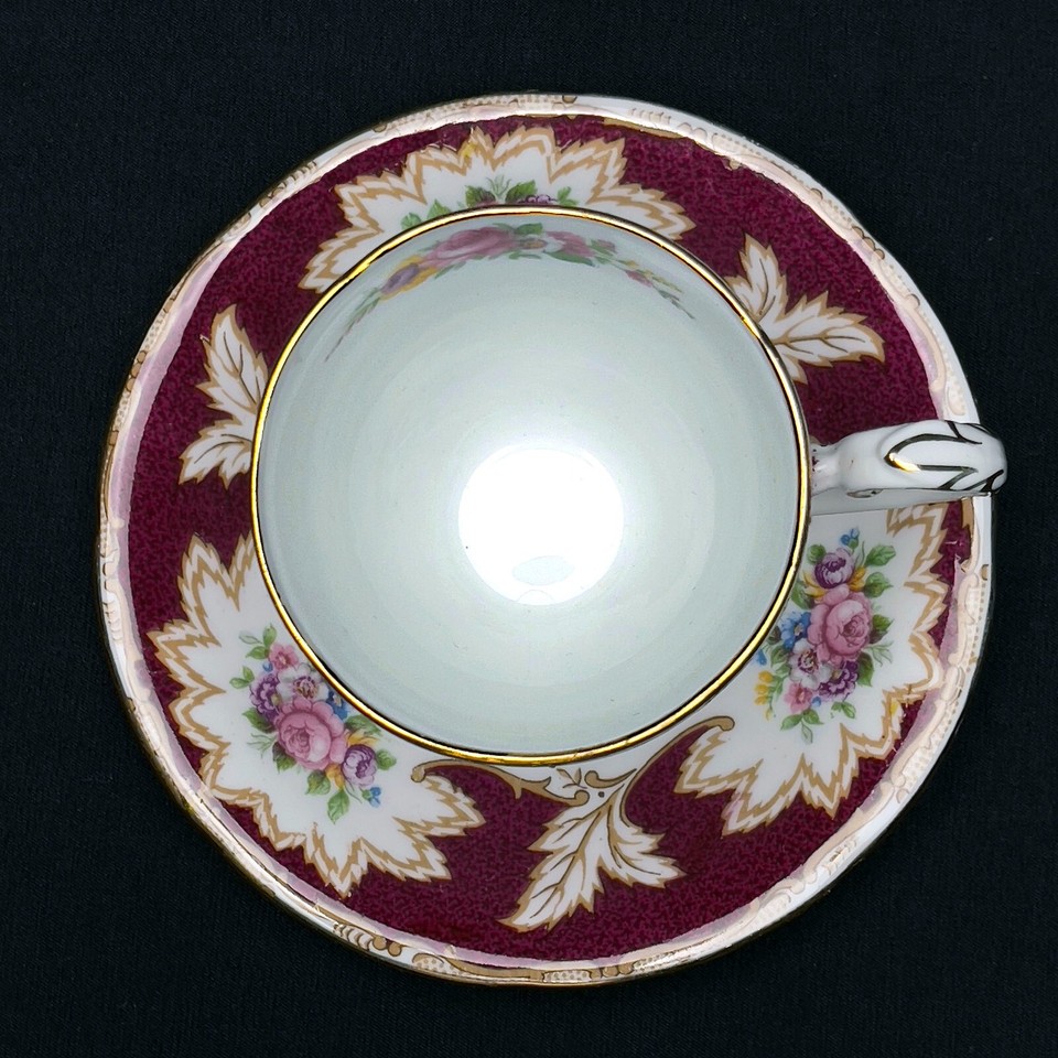 Royal Grafton Fine Bone China Tea Cup and Saucer Academy Burgundy ...