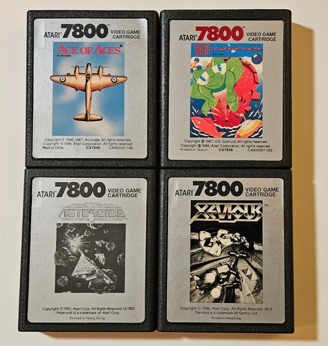 Atari 7800 4 Game Lot - Ace of Aces, Asteroids, Tower Toppler, and ...