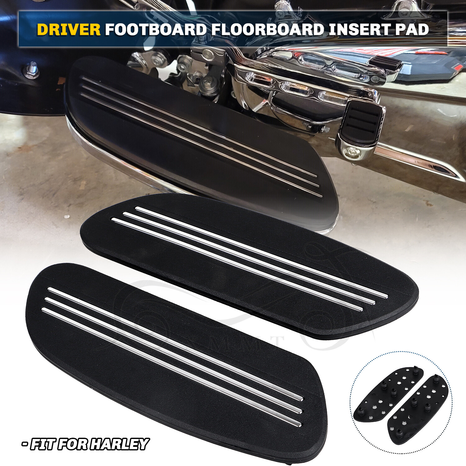 Black Driver Footboard Floorboard Insert Pad For Harley Road Glide ...
