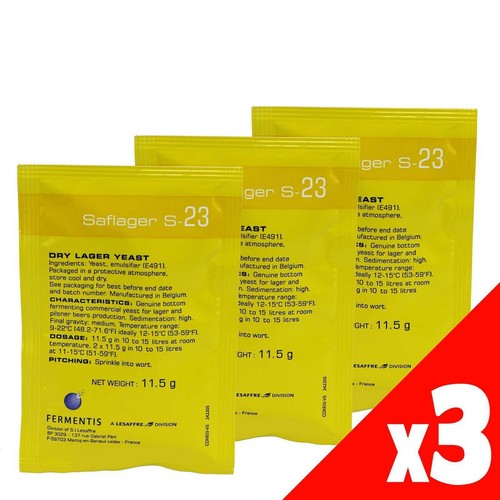 SafLager S-23 Dry Lager Yeast 11.5g Sachet x3 Home Brew Made In Belgium ...