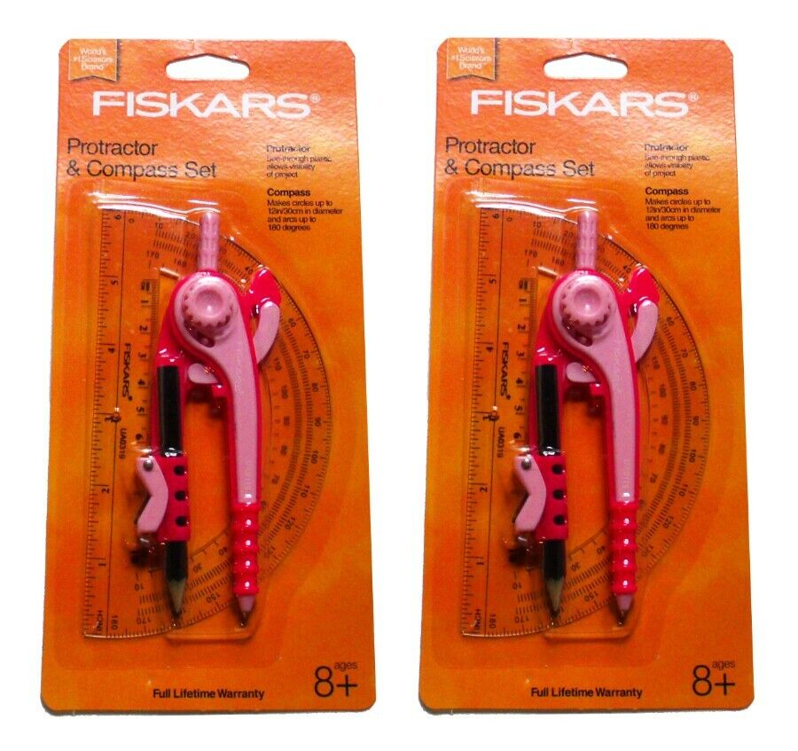 Fiskars Protractor Compass Set School Math Geometry Drawing Art 6"&12 ...