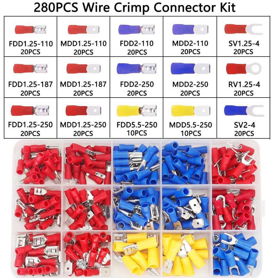 Electrical Wire Crimp Terminals Assorted Insulated Port Connectors Kit ...