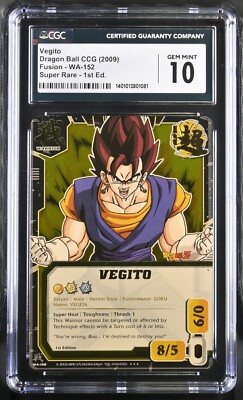 CGC 10 Vegito 1st Edition WA-152 Dragon Ball Z CCG Fusion Bandai 2009 ...