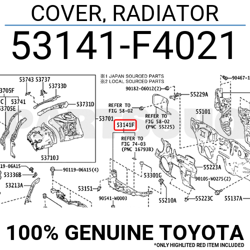 53141F4021 Genuine Toyota COVER, RADIATOR 53141-F4021 | eBay