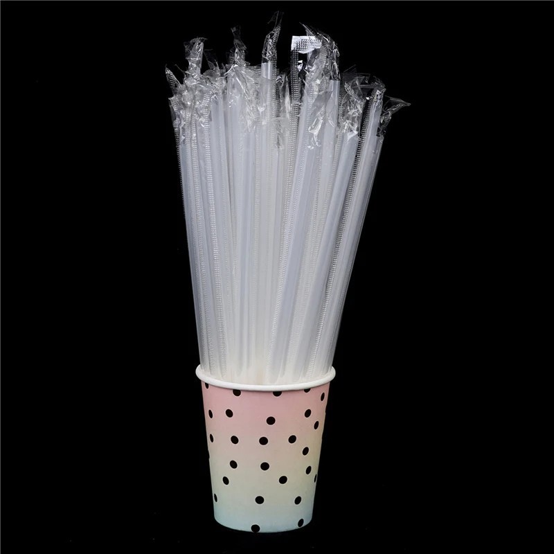 100PCS Smoothie Straws Extra Wide 6mm Boba Bubble Tea Clear Reusable ...