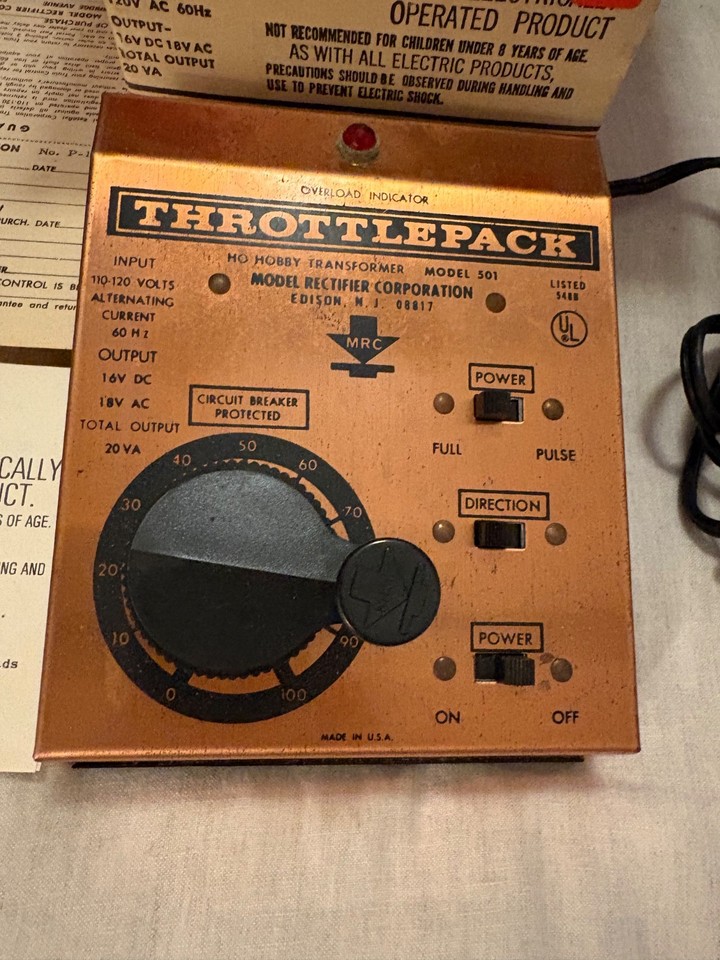 Vintage MRC Throttlepack #501 HO Train Control Train Transformer Model ...