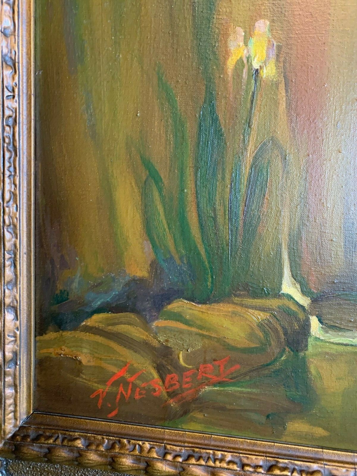 Vincent Nesbert Large Oil on Canvas Nude Female Woman at the Well ...