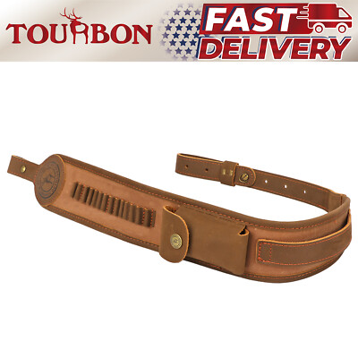 Tourbon Canvas Leather Rifle Sling Firearm Carry Strap .22LR Ammo Slot ...