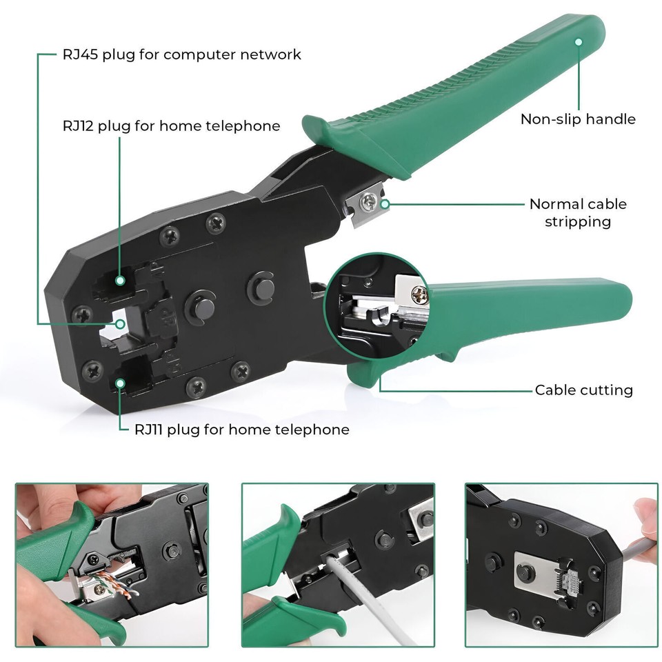 Rj45 Crimping Tool Kit Set For CAT5/CAT6 Lan Cable Tester Network ...