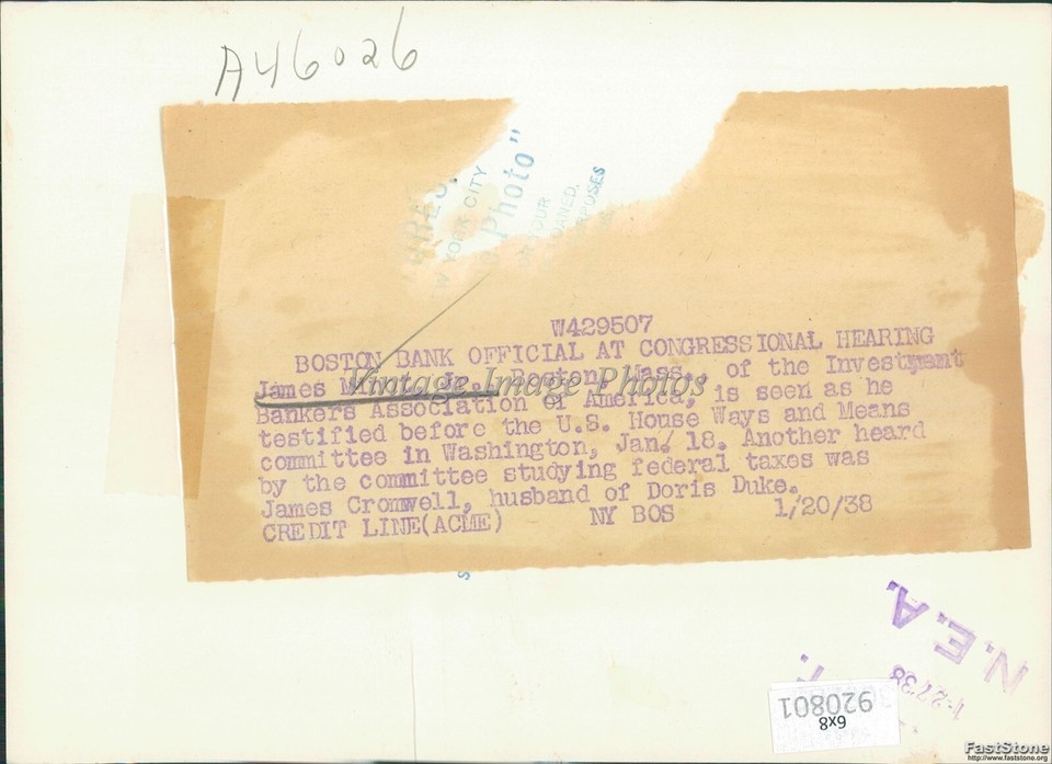 1938 Photo James Minot Jr Boston Ma Bank Official Before Congress ...
