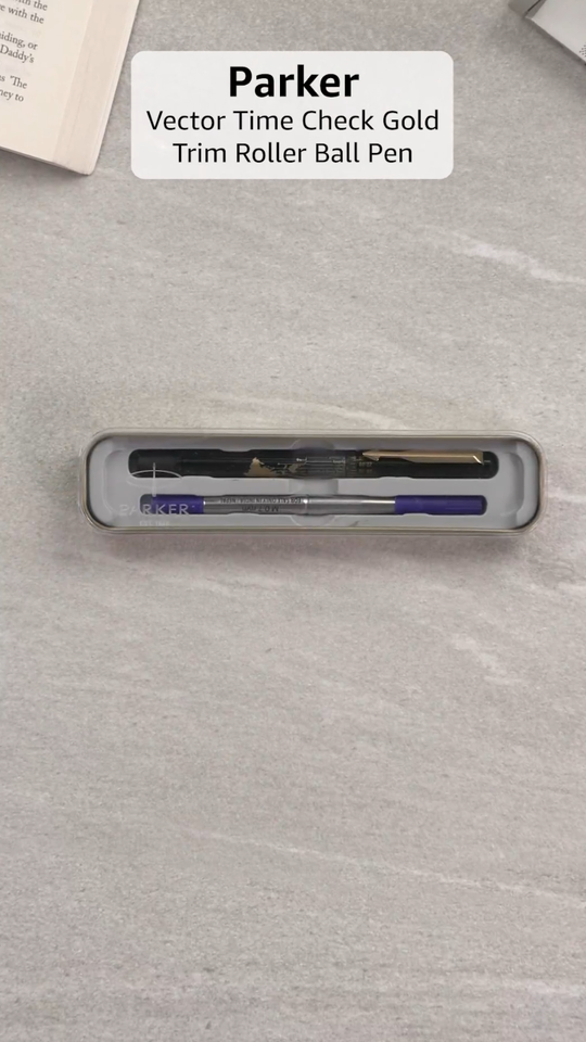 Parker Special Edition Vector Time Check Gold Trim Roller Ball Pen Blue ...