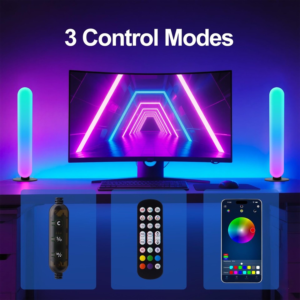 RGB Light Bar,Smart LED Light Bar for Room,16 Million Colors,Three ...