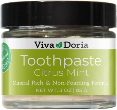Viva Doria Fluoride Free Natural Toothpaste - Citrus Mint (3 oz glass ...