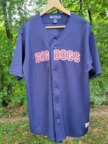 Vintage Big Dogs Baseball Jersey Mens Large L Blue Red Button Up Shirt ...