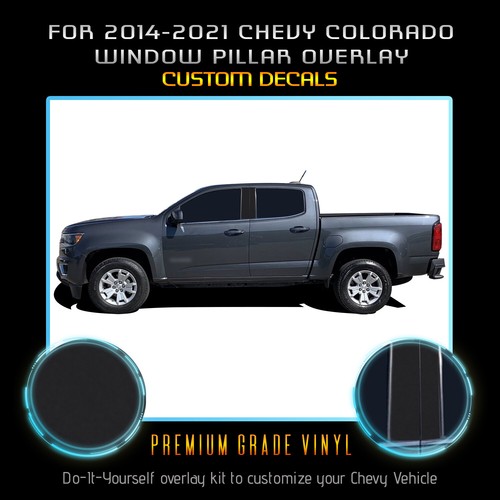 For 2014-2021 Chevy Colorado Window Pillars Overlay Decal - Matte Black ...