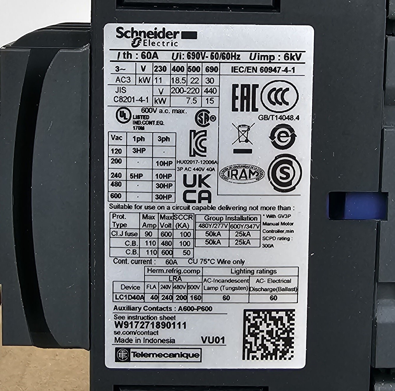 Schneider Electric LC1D40AG7 IEC Contactor for sale online | eBay
