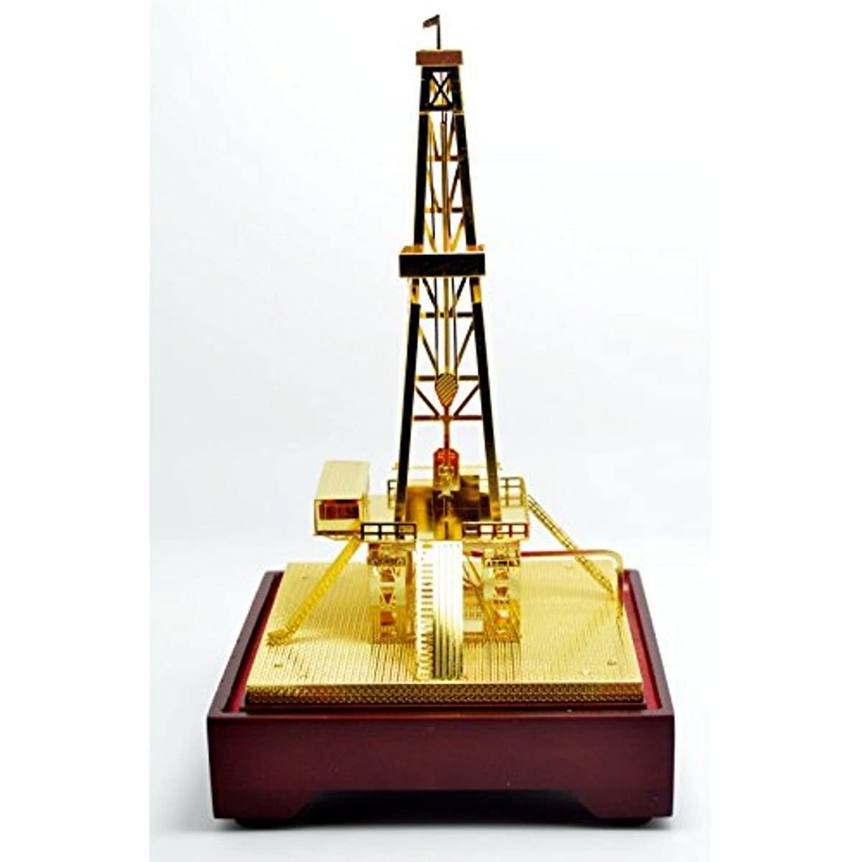 Copper Oilfield Oil Well Derrick Drill Rig Gold Model Commemorative ...