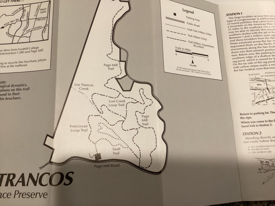Los Trancos Open Space Preserve San Andreas Fault California Map 1993 ...