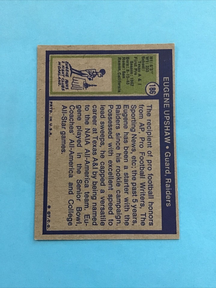 1972 Topps #186 Eugene Upshaw Rookie, EX | eBay