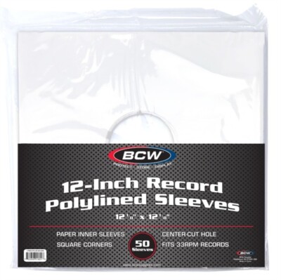 1000 BCW 12 Inch Record Album Inner Sleeves Polylined White Paper ...
