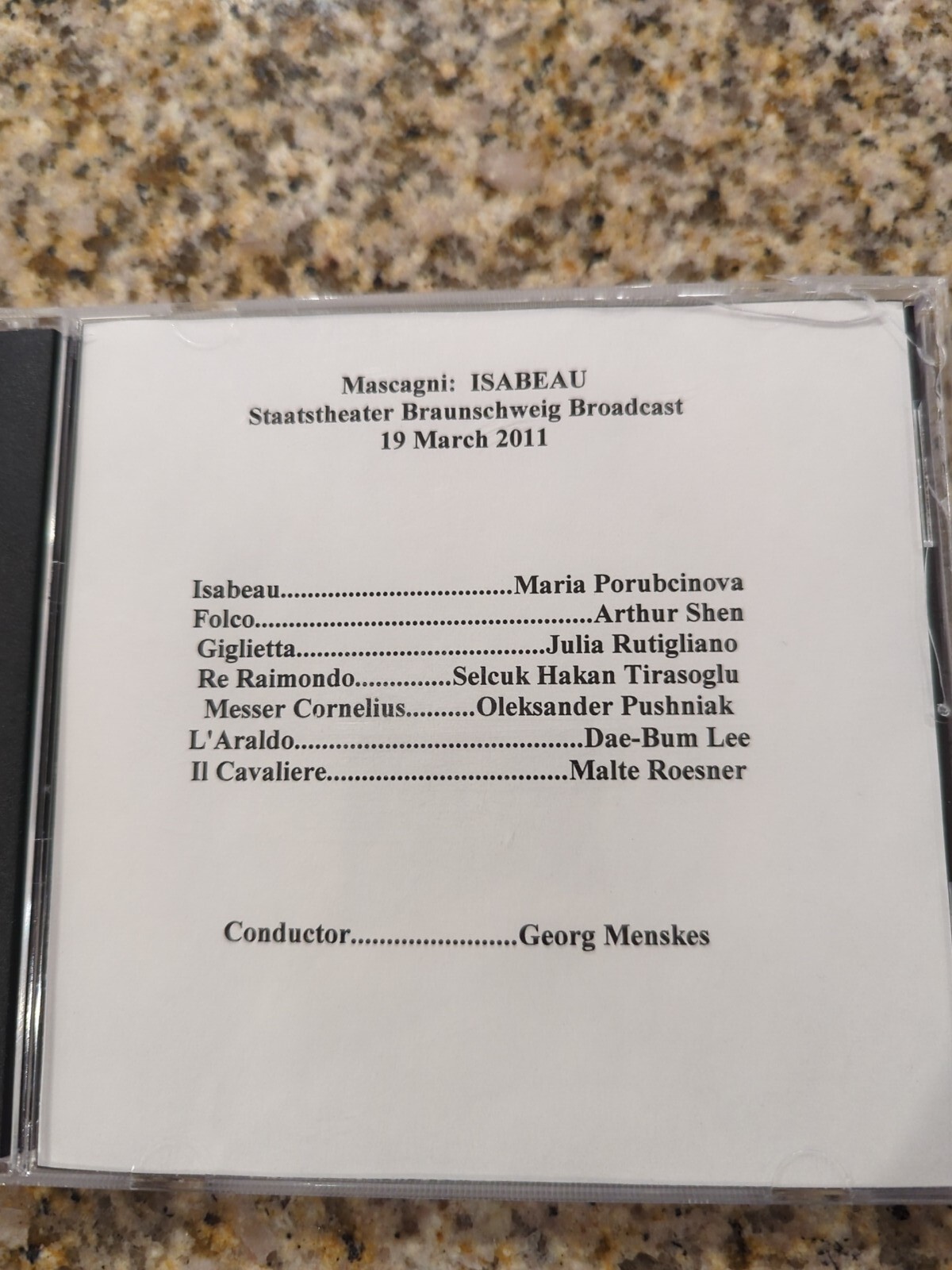 Rare Live Opera Recording CD -381 Isbeau Porubcinova Shen Rutigliano ...