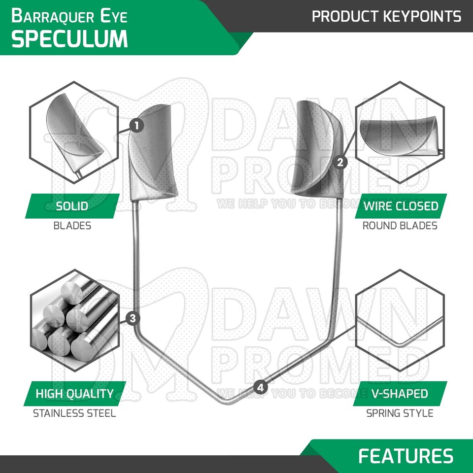 Barraquer Eye Speculum 12mm Medium Solid Blades Ophthalmic ENT Inst ...