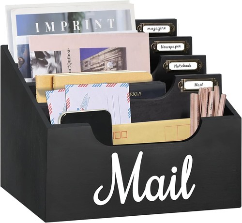 Rustic Mail Organizer Letter Sorter for Counter, Mail Holder Desktop ...
