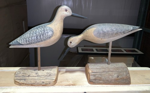 2 H.V. Harry Shourds Decoy Artist Hand Carved Painted Shore Birds ...