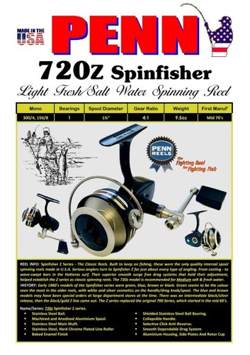 Highly Collectible Penn Spinfisher 720z Spinning Reel Black/Silver Edt ...