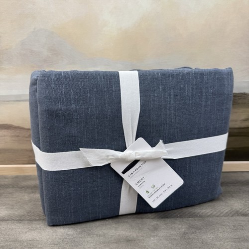 Pottery Barn Emery Linen/Cotton Curtain Drape Lined Steel Blue 100”x96 ...