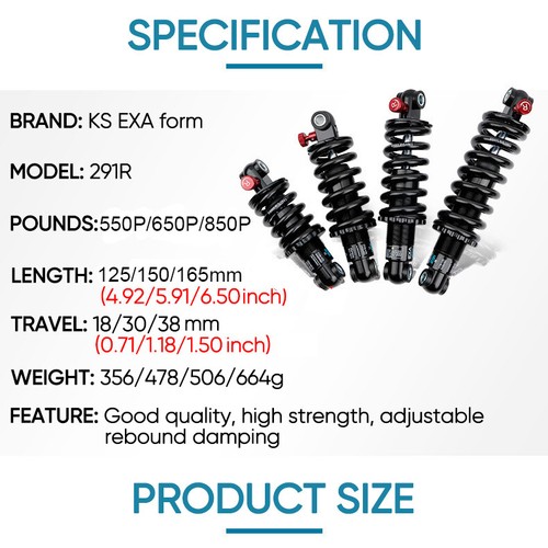EXA FORM 291R/A5 RR1/A5 RE Rear Shock 125-190mm Adjustable Rebound Coil ...