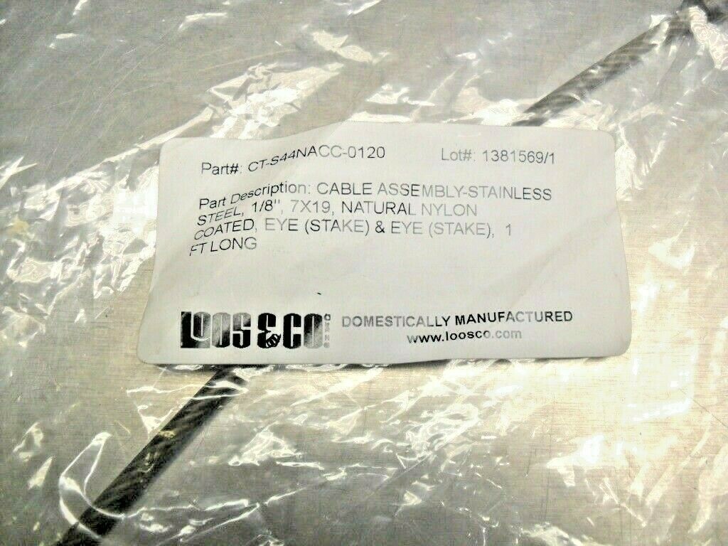 Loos & Co Cable Assembly Stainless CT-S44NACC-0120 - 1' long 1/8" dia ...