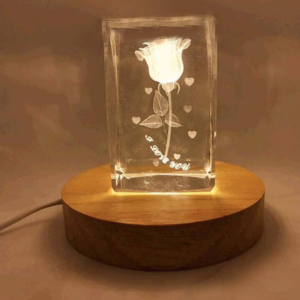 Wood Light Base Wooden Rechargeable LED Light Rotating Display Stand ...