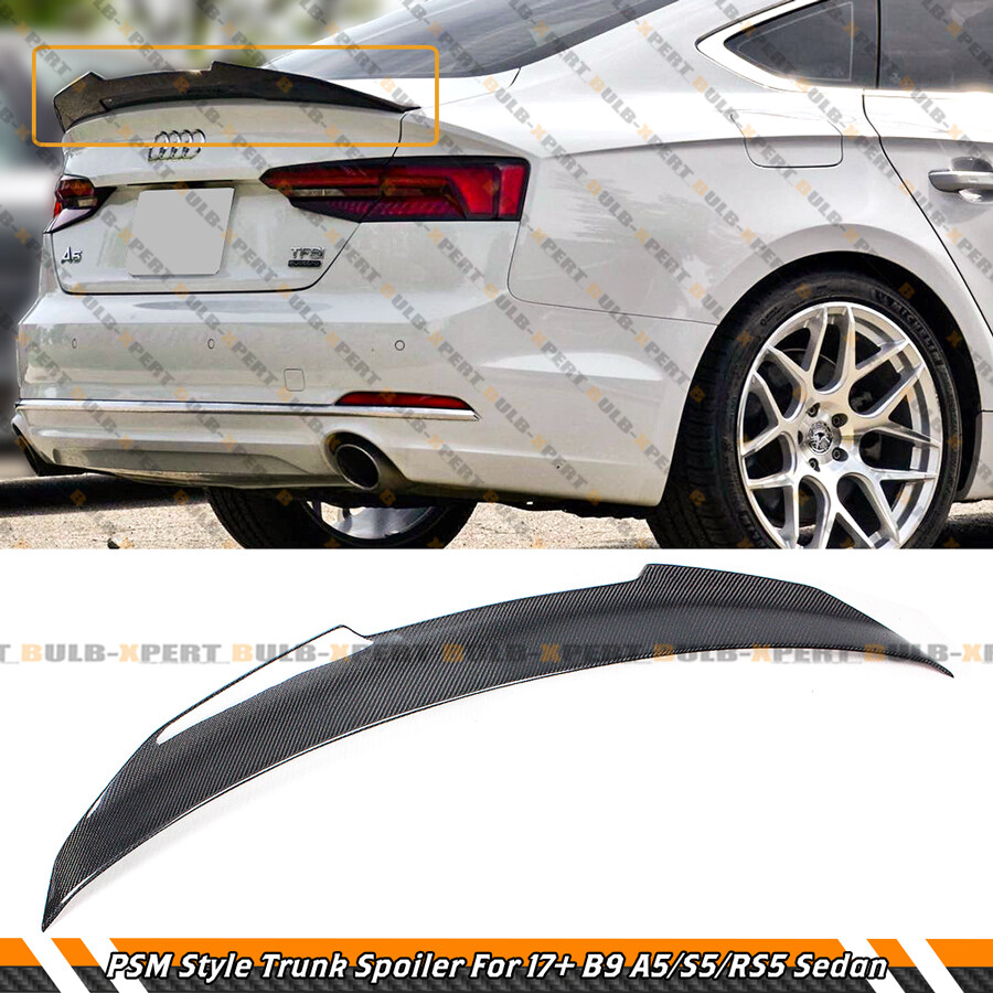 PSM STYLE CARBON FIBER TRUNK SPOILER FOR 18-2024 AUDI B9 A5 S5 RS5 ...