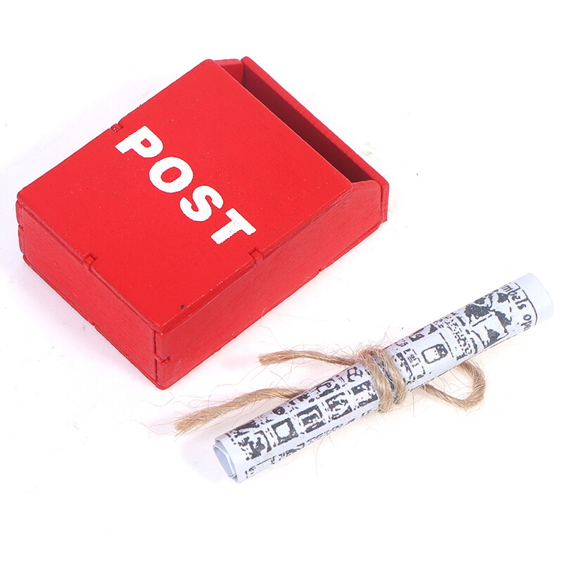 Dollhouse Wooden Mailbox Mail Post Box Miniature 1:12 Fairy Garden ...