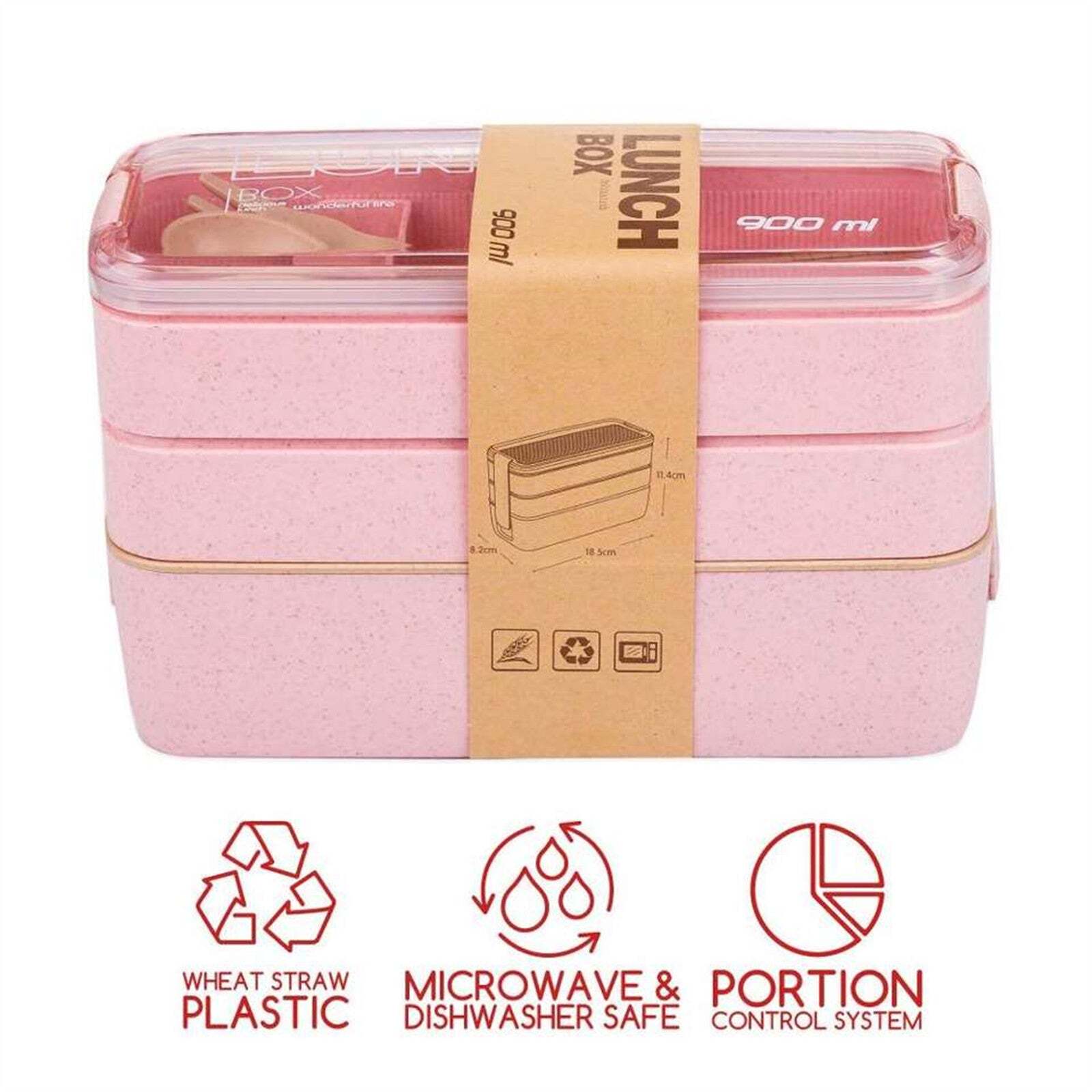 Cookingstuff 3 Layer Bento Box With Cover Lunch Eco Friendly Leakproof ...