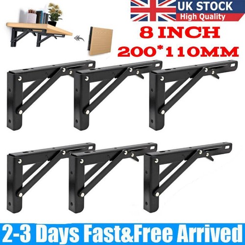 6/8PCS Folding Heavy Duty Shelf Bracket Triangle Bench Mounted Table ...