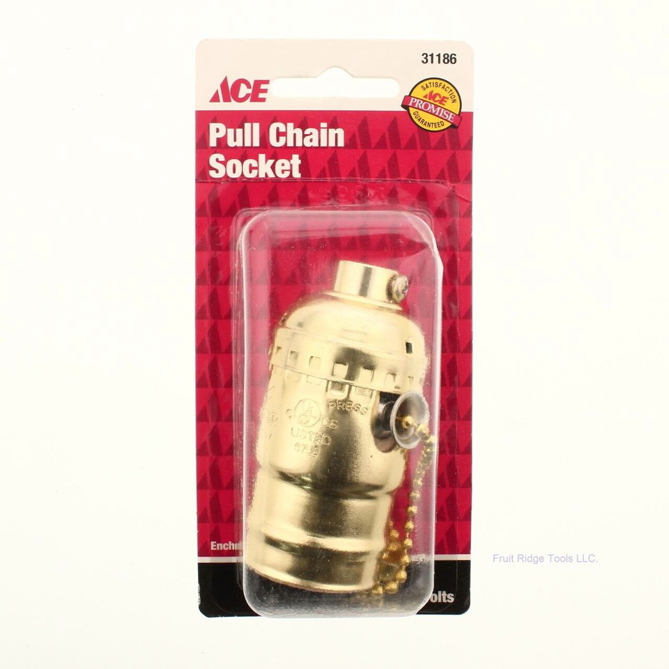 Ace Cooper Pull Chain Light Socket Brass Lampholder Electrolier 1/8 ...