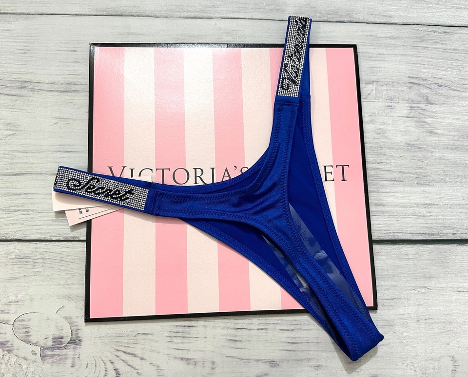 Victoria's Secret Shine Strap SWIM RHINESTONE THONG BIKINI BOTTOM | eBay