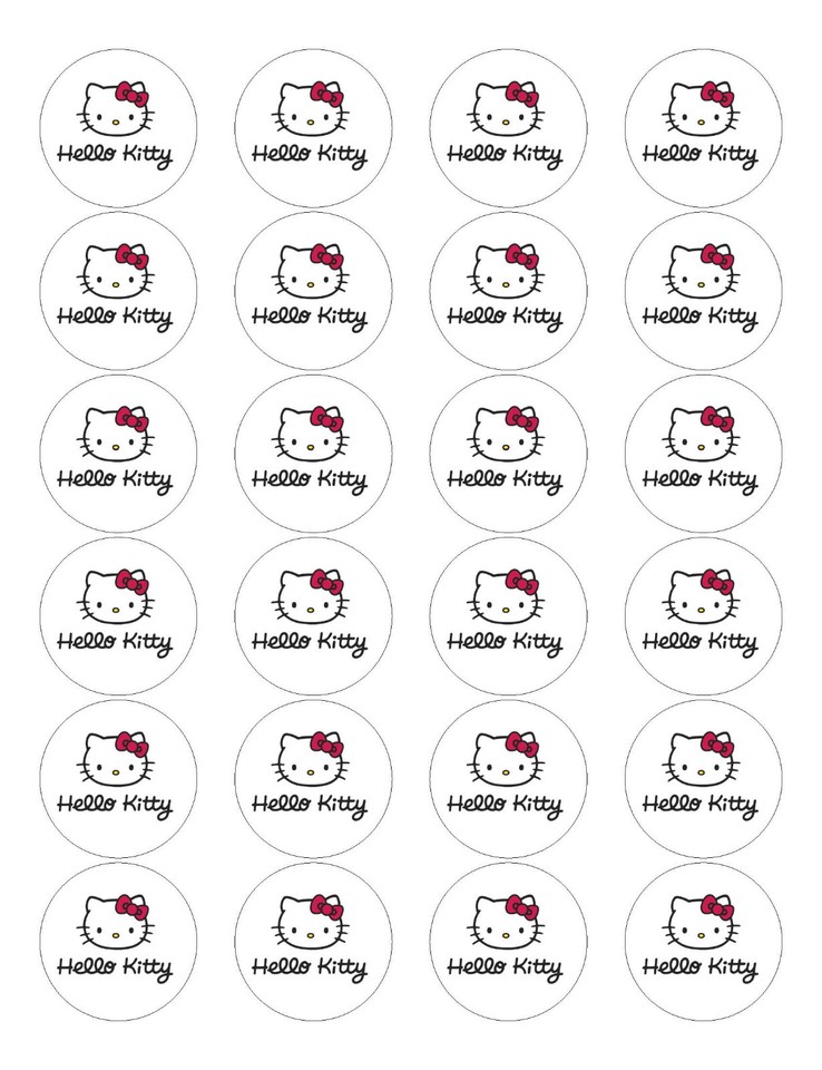 24 Hello Kitty Stickers Round Labels for Bag Lollipop Party Favors ...
