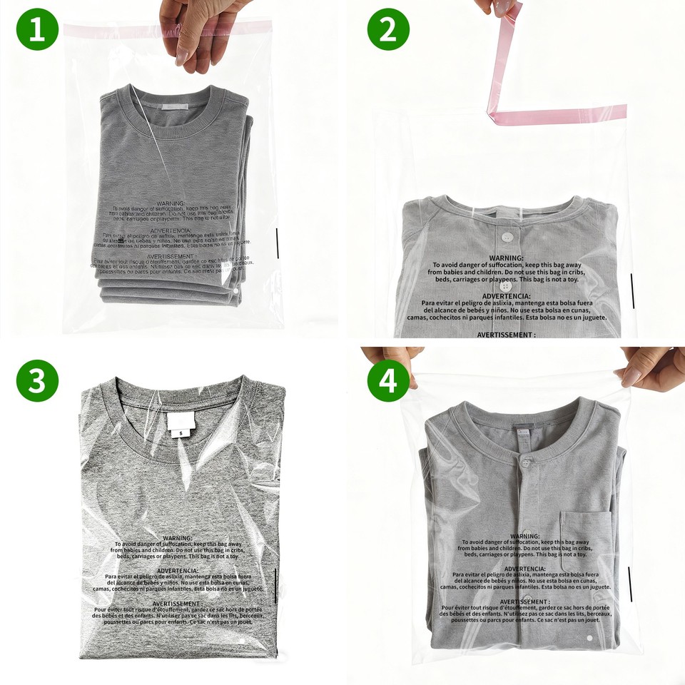Clear Poly Bags with Suffocation Warning Self Seal Merchandise ...