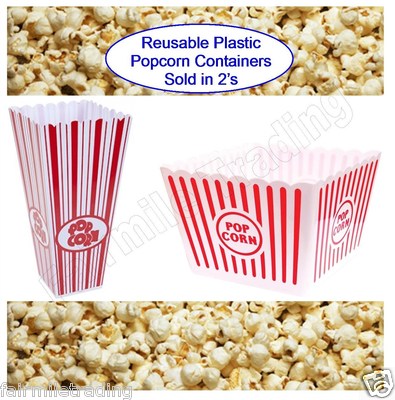 Tall or Jumbo Large Reusable Novelty Plastic Popcorn Carton Box Tub ...