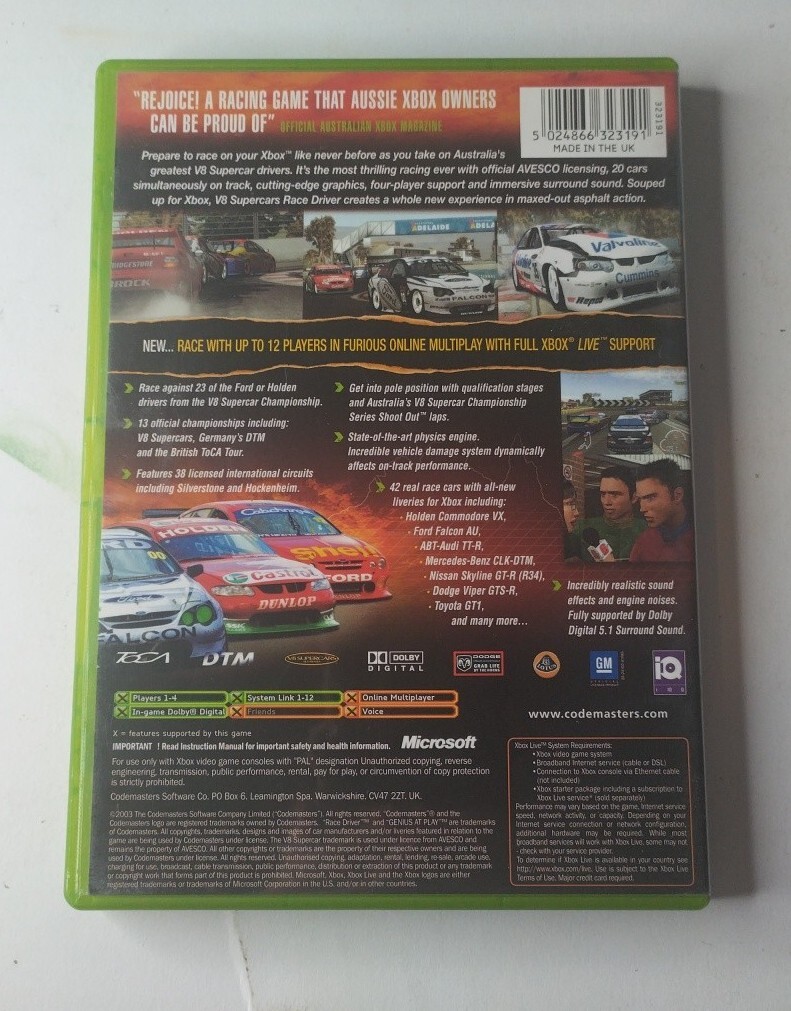 V8 Supercars Australia Race Driver - Xbox Original - Free domestic ...
