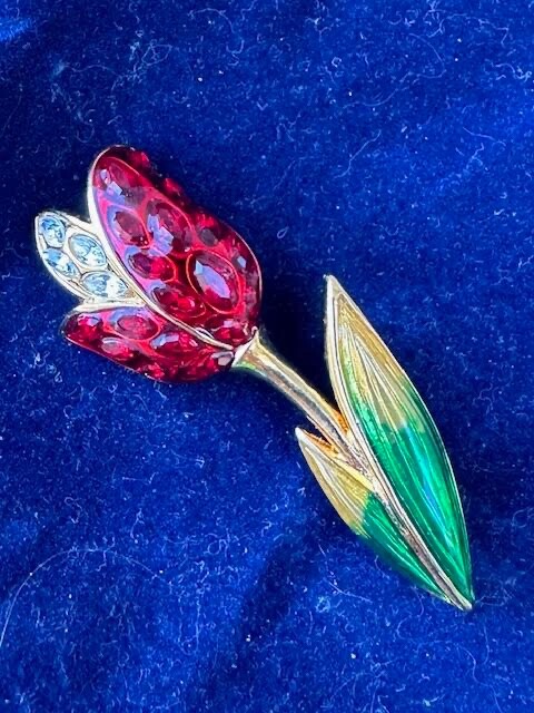 SWAROVSKI PAVE CRYSTAL RHINESTONE TULIP PIN***NWOT**SIGNED **RED | eBay